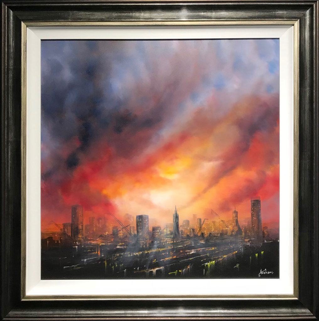 Danny Abrahams Original Painting Red Skies Over Manchester