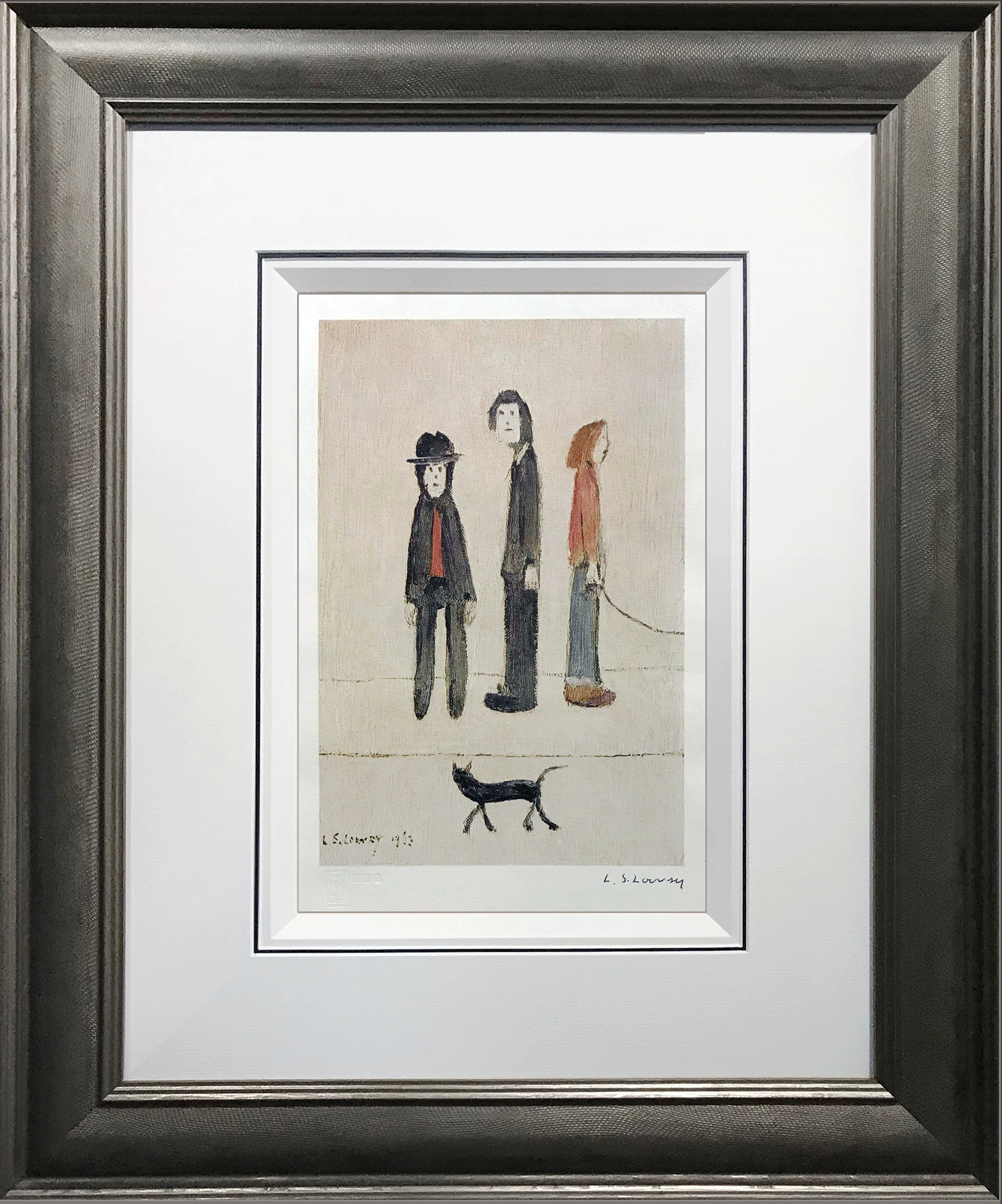 L S Lowry – Three Men and a Cat – Signed Limited Edition Print