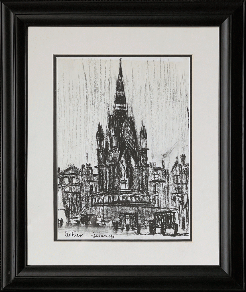 Arthur Delaney - Albert Square Charcoal Original Artwork for sale