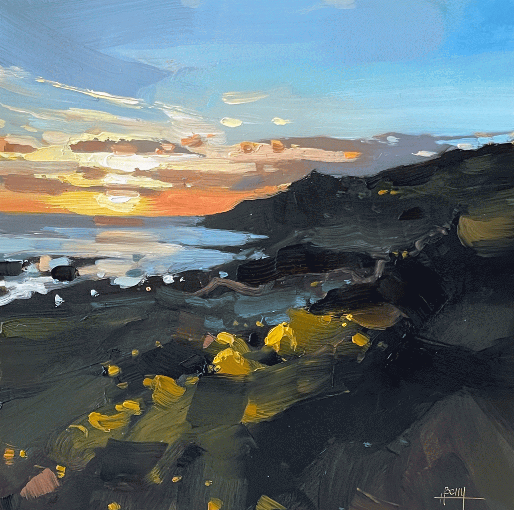 Hester Berry - Morte Point Sunset - Original Painting for Sale