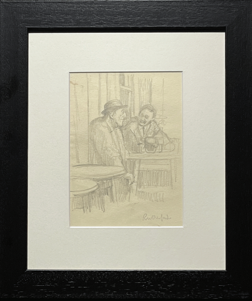 Harry Rutherford Bar Sketch Original Drawing for Sale