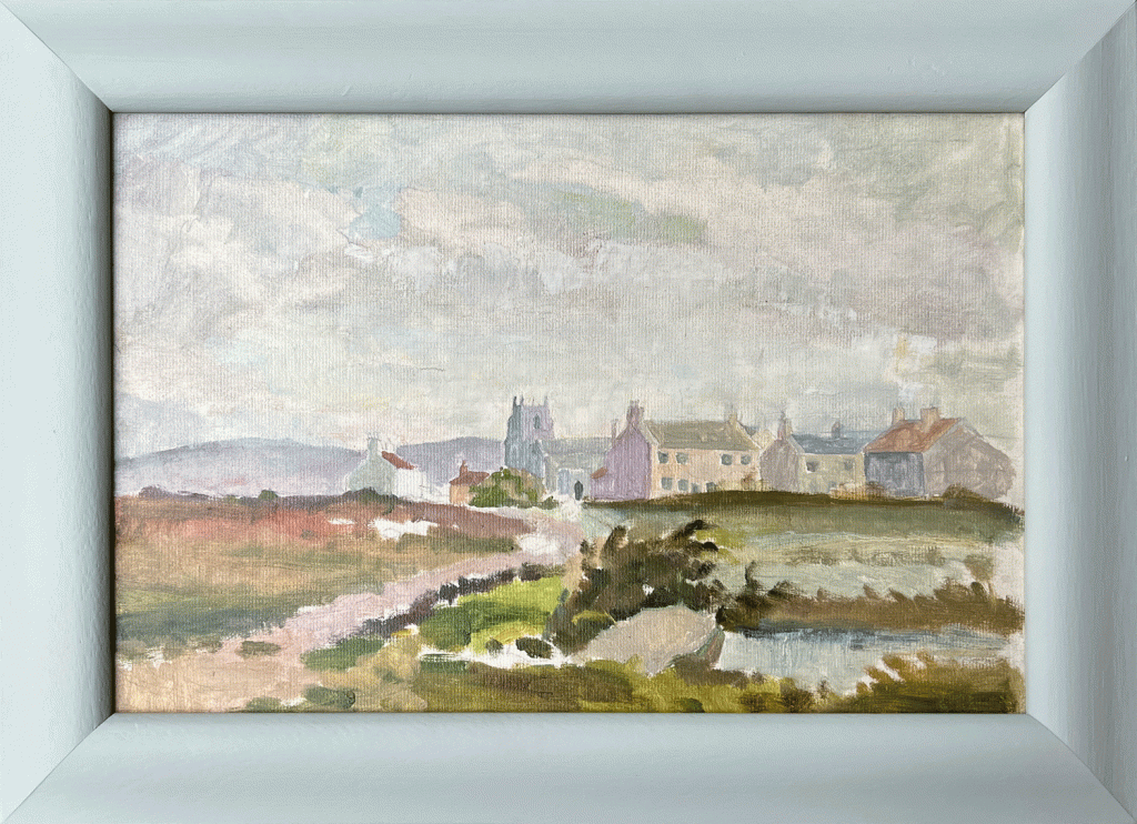 Harry Rutherford - Landscape with Church Road Original Painting for Sale