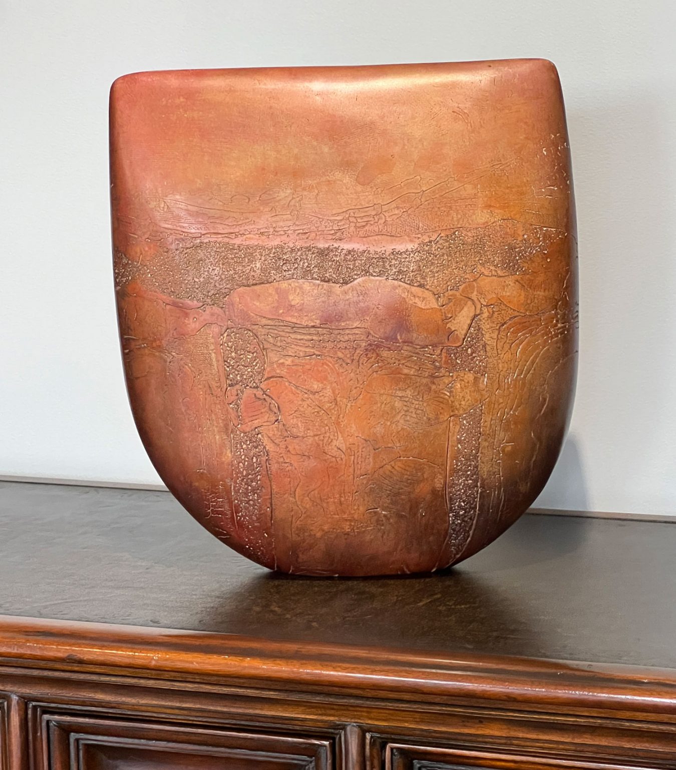 Peter Hayes - Large Bow Form with Disc - Ceramic Sculpture for Sale