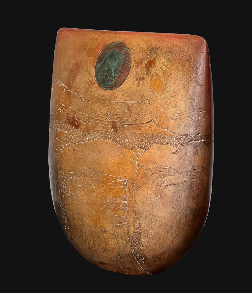 Peter Hayes - Large Bow Form with Disc - Ceramic Sculpture for Sale