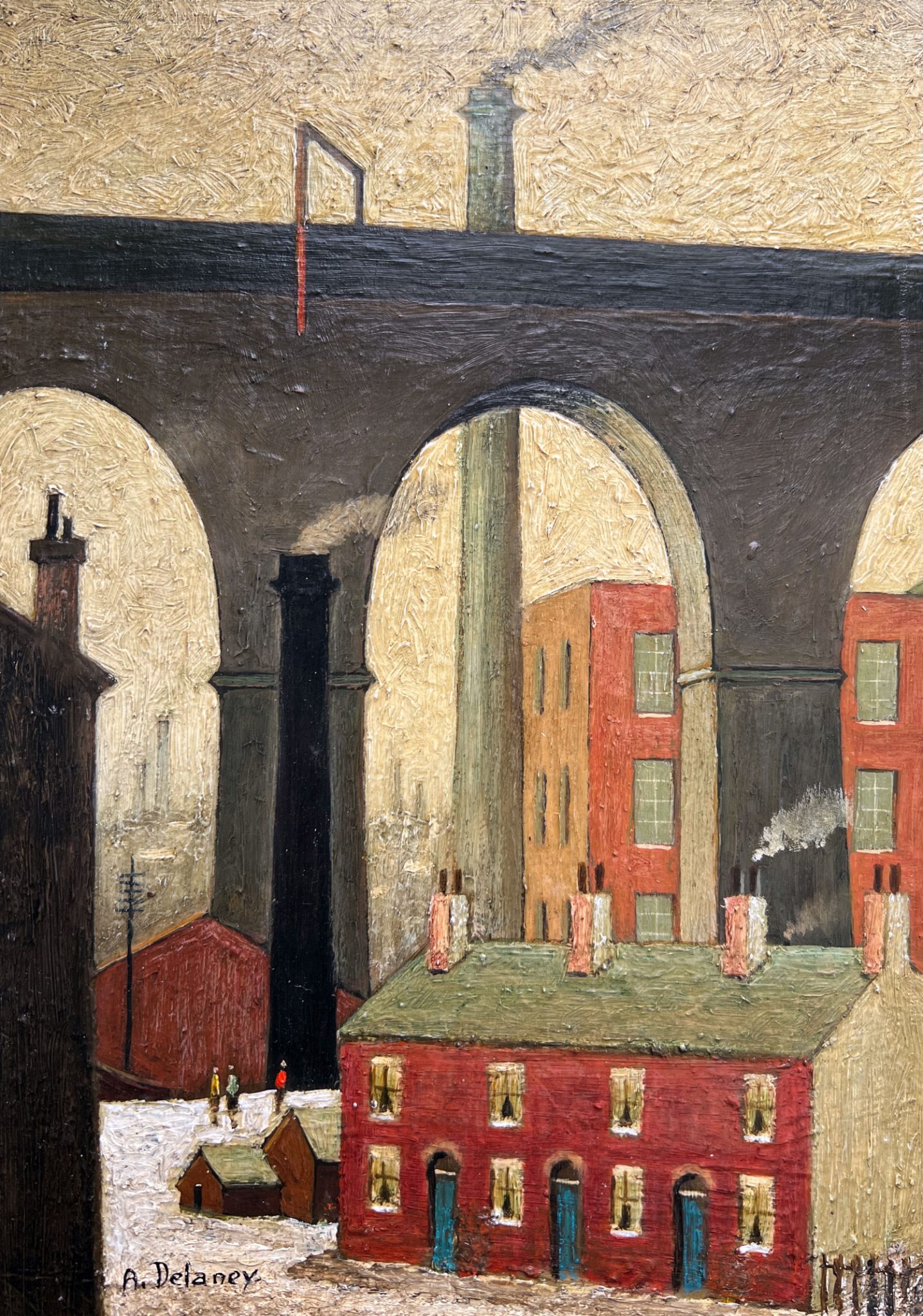 Arthur Delaney - Stockport Viaduct - Oil Painting For Sale