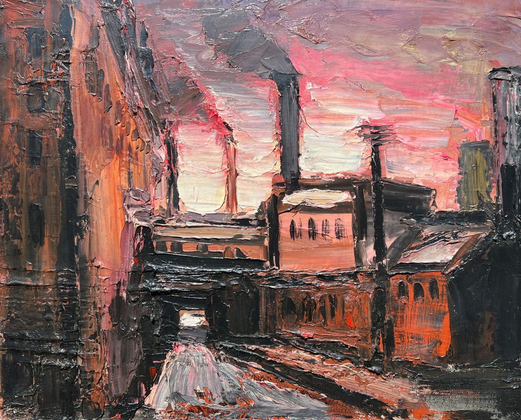 Theodore Major - Red Sky Original Oil Painting